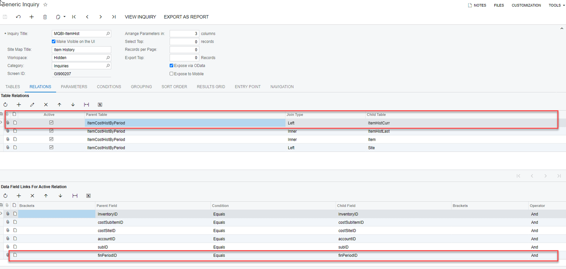 Inventory History Using Generic Inquiry in Acumatica - MaxQ Technologies