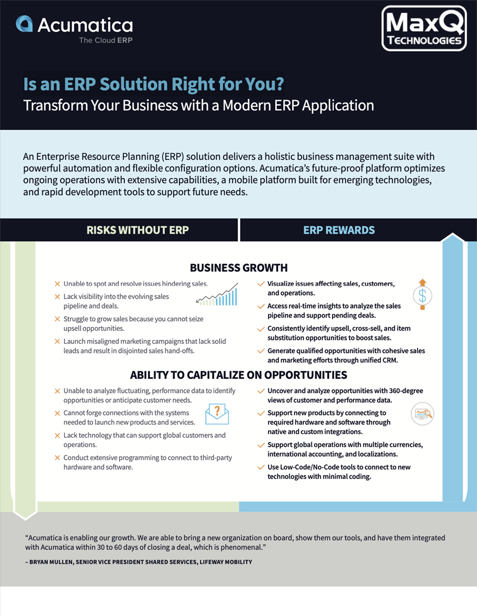 Is an ERP Solution Right for You? | MaxQ Technologies