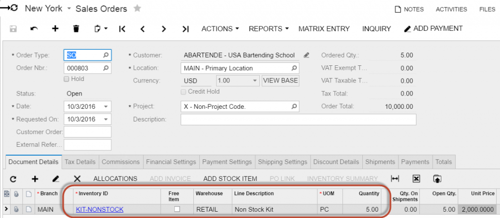 Non-Stock Kits in Acumatica - MaxQ Technologies